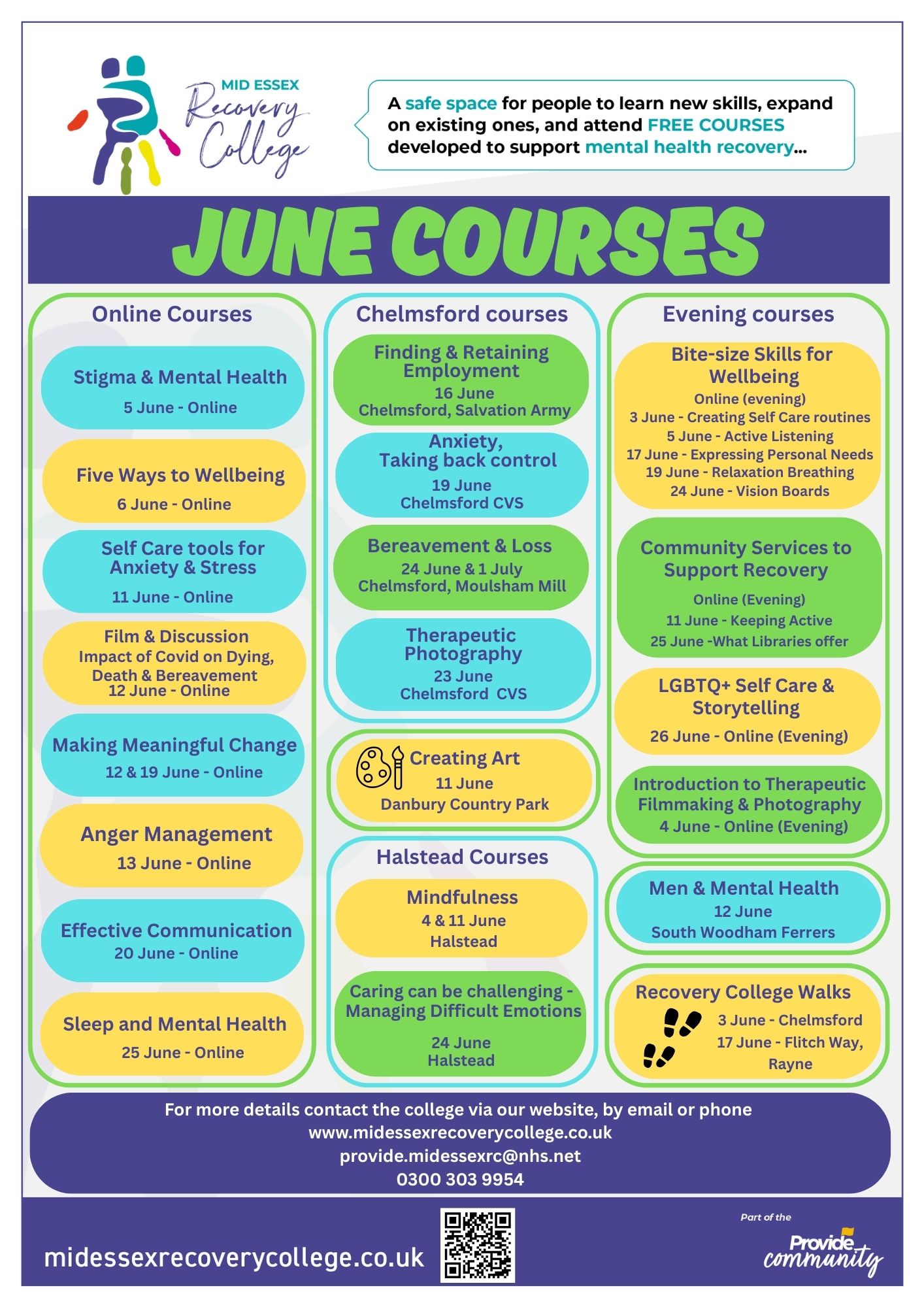 Mid Essex Recovery College – June Courses – SWF Health & Social Care Group